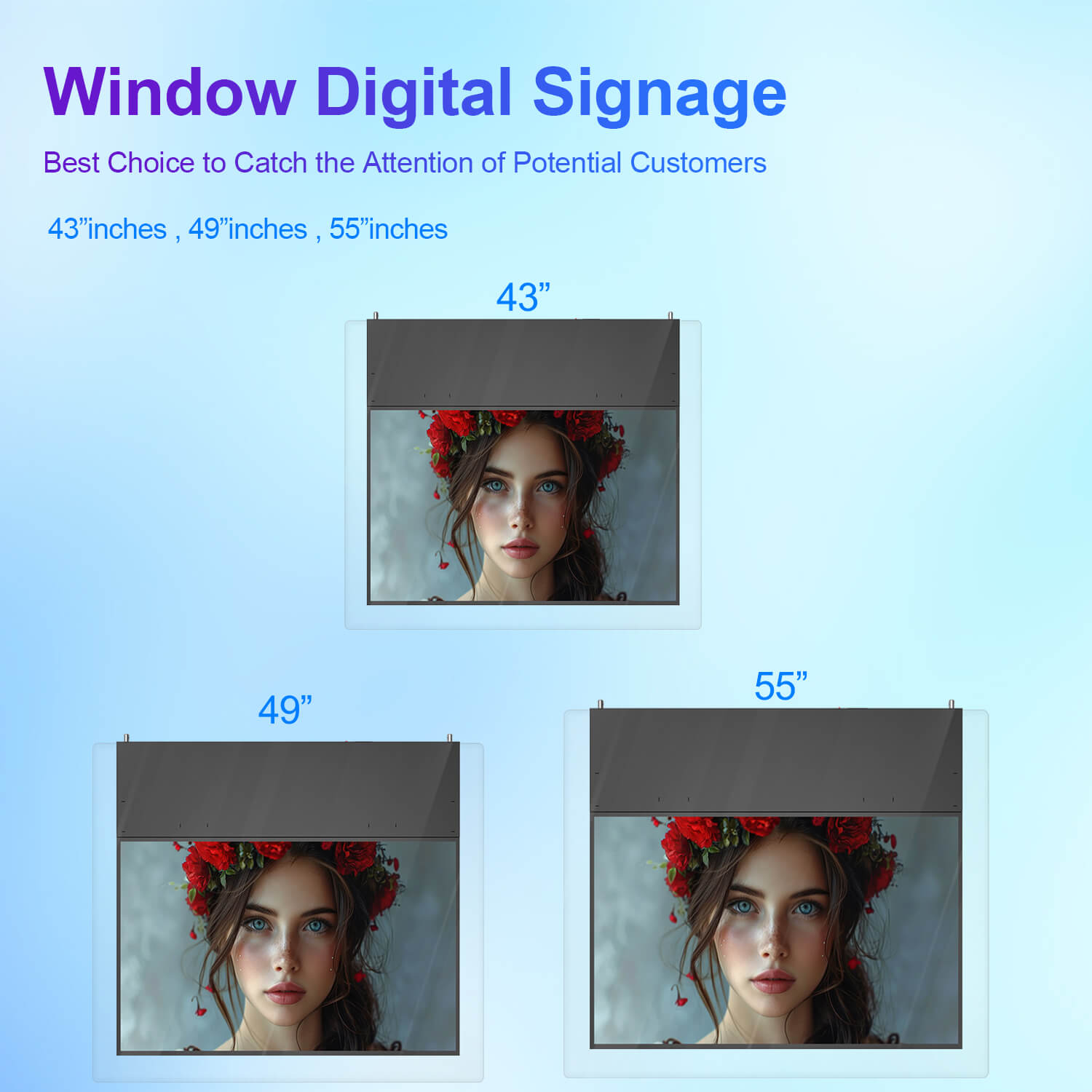 Window Digital Signage 43"/49"/55" LCD Screen Display Digital Signage ...