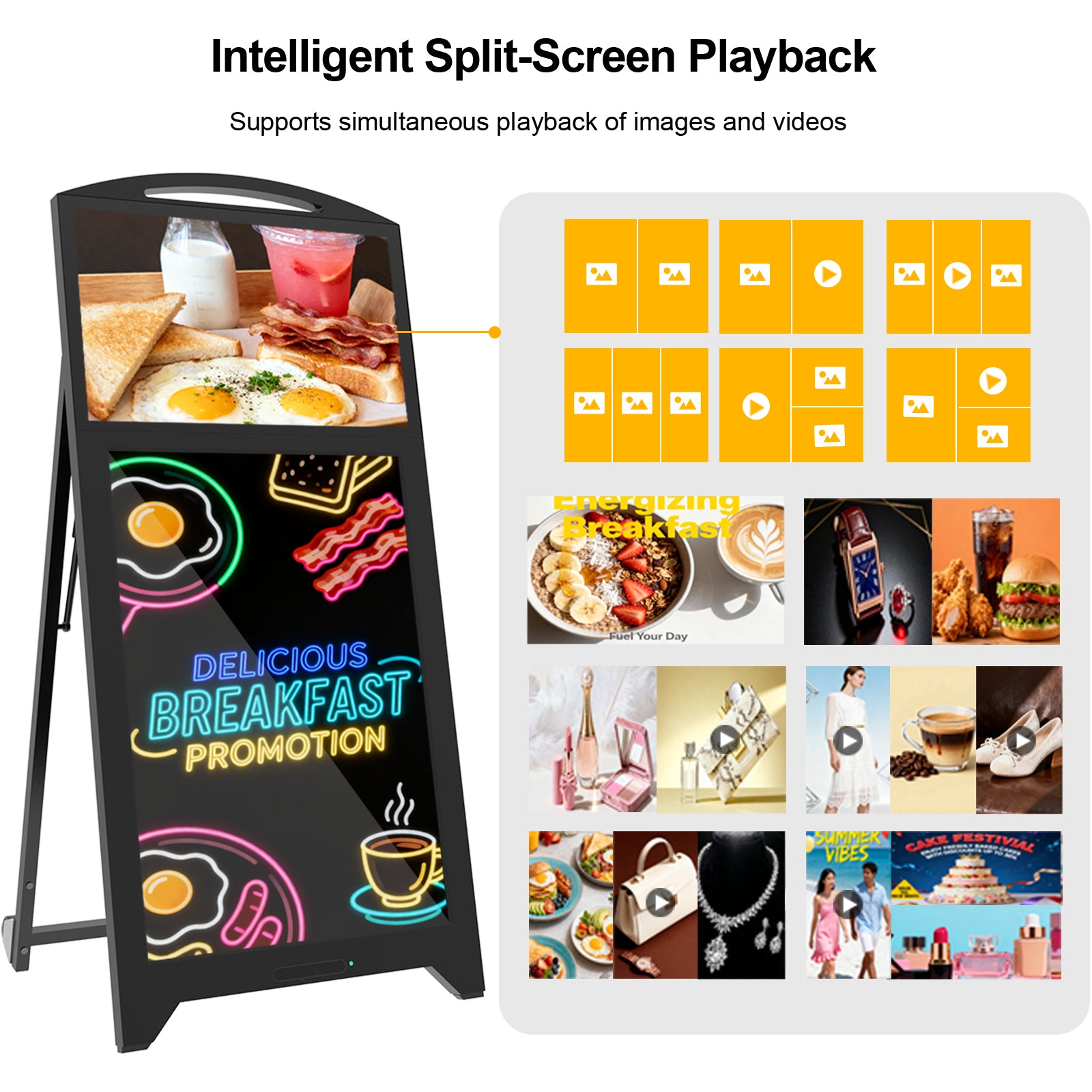 43'' portable digital signage with 21.5'' LCD Screen and 32'' LED Mess ...