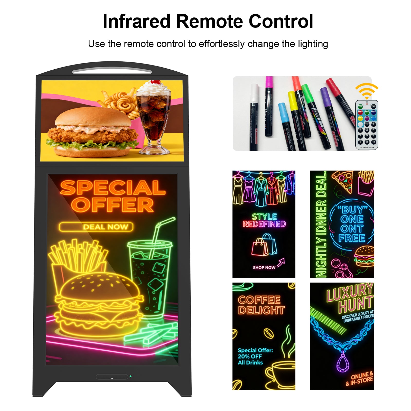 43'' portable digital signage with 21.5'' LCD Screen and 32'' LED Mess ...
