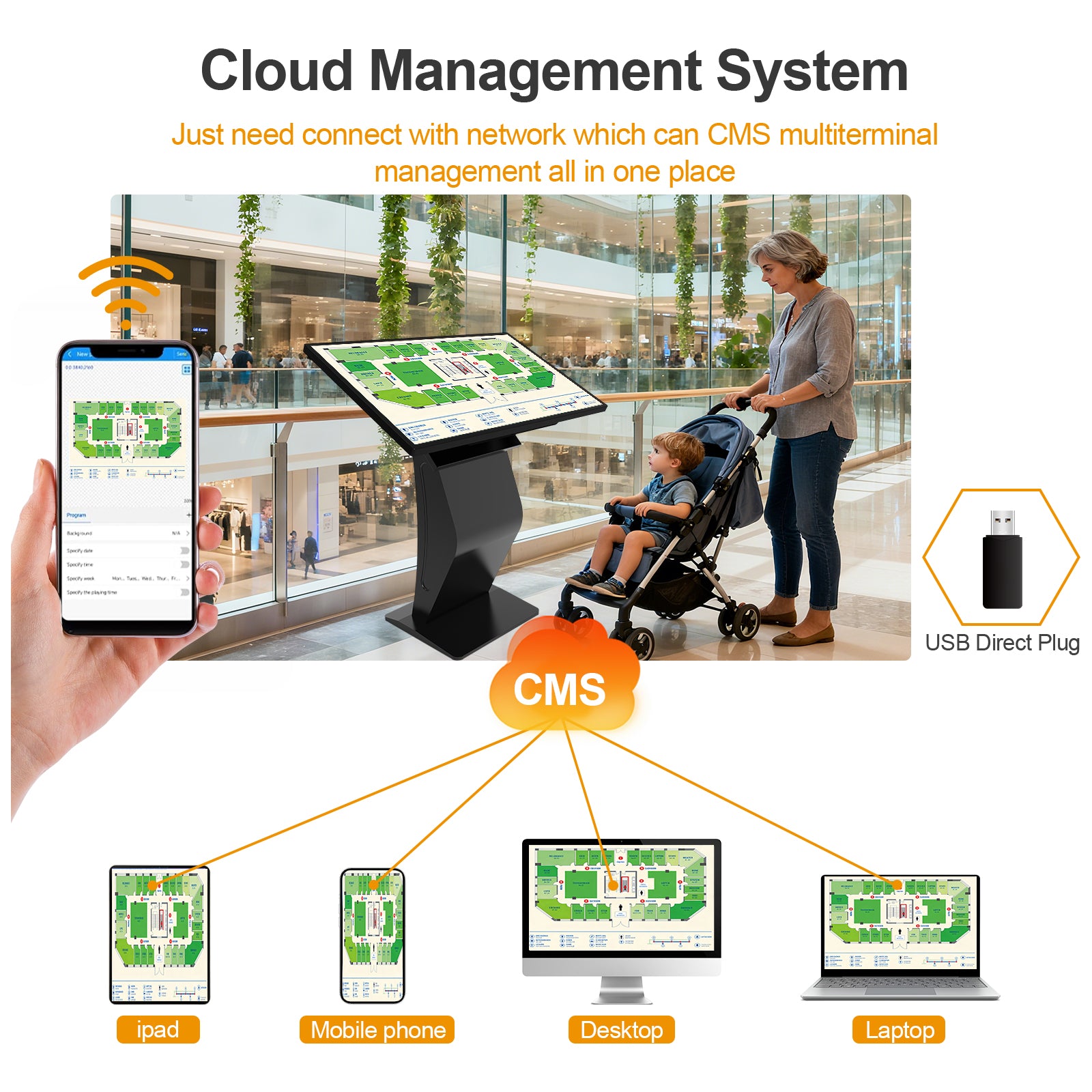 32” Touch Screen Kiosk, LCD Screen Digital Signage Kiosk, K-Style Stan ...