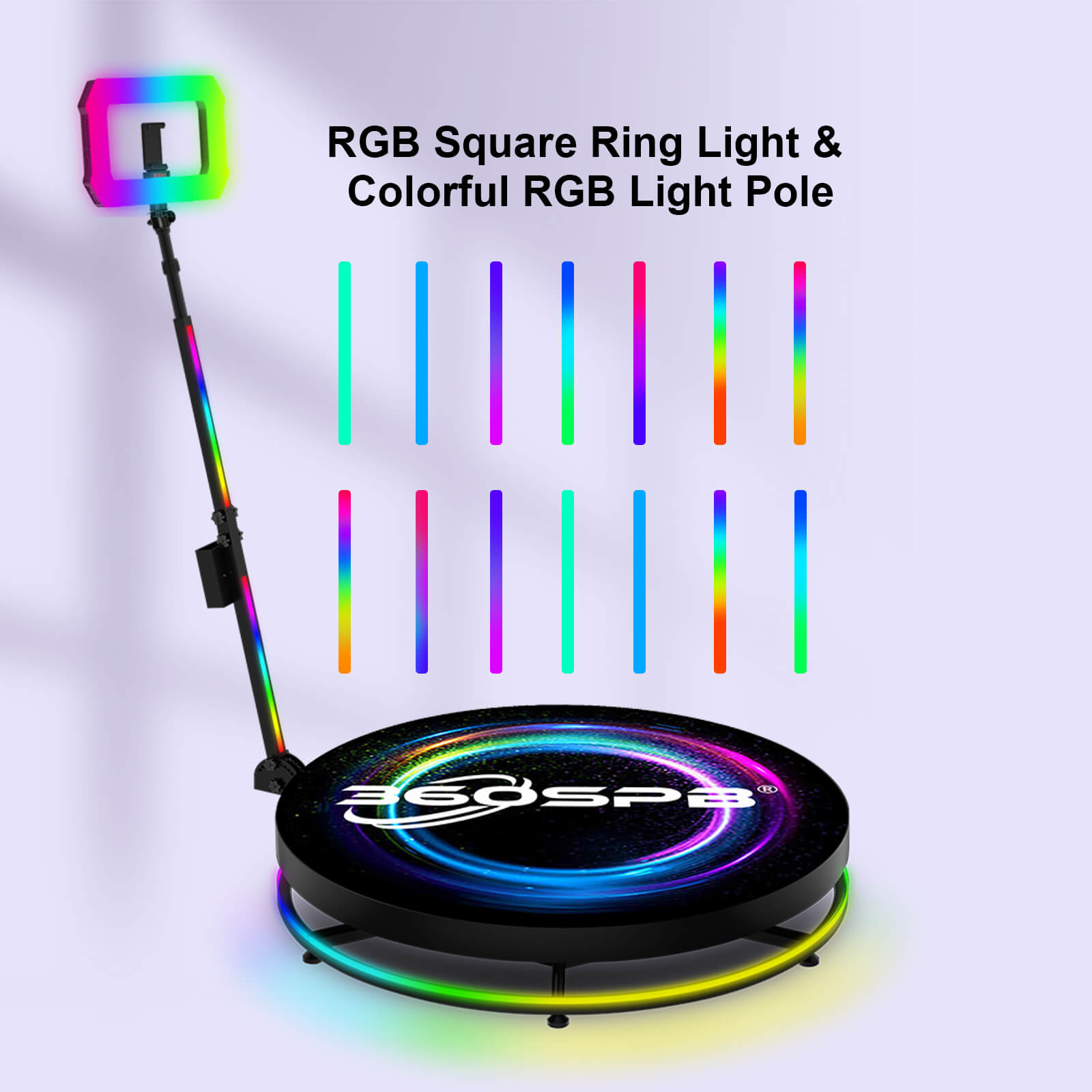360 Photo Booth with APP Control For Sale Colorful RGB Light Pole and ...